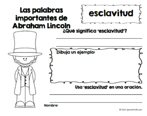 Abraham Lincoln in Spanish (Dia de los presidentes) Espanol- Unit ...
