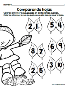 Hojas y centros de matematicas- Octubre (otono) para Kindergarten ...