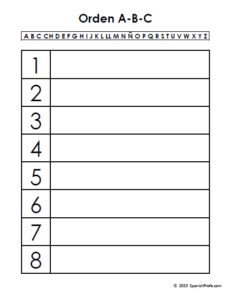 Spanish Alphabetical Order Center Cut Paste Sort (Orden Alfabetico ...