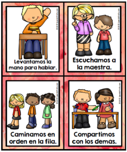 Classroom Rules in Spanish (Posters and Cards) Reglas del salon red ...