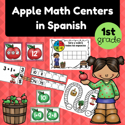 Apple Math Centers in Spanish for 1st Grader (Centros matematicas ...