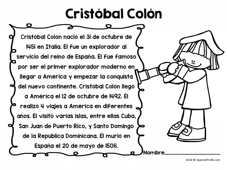 Christopher Columbus in Spanish (Cristobal Colon actividades y ...